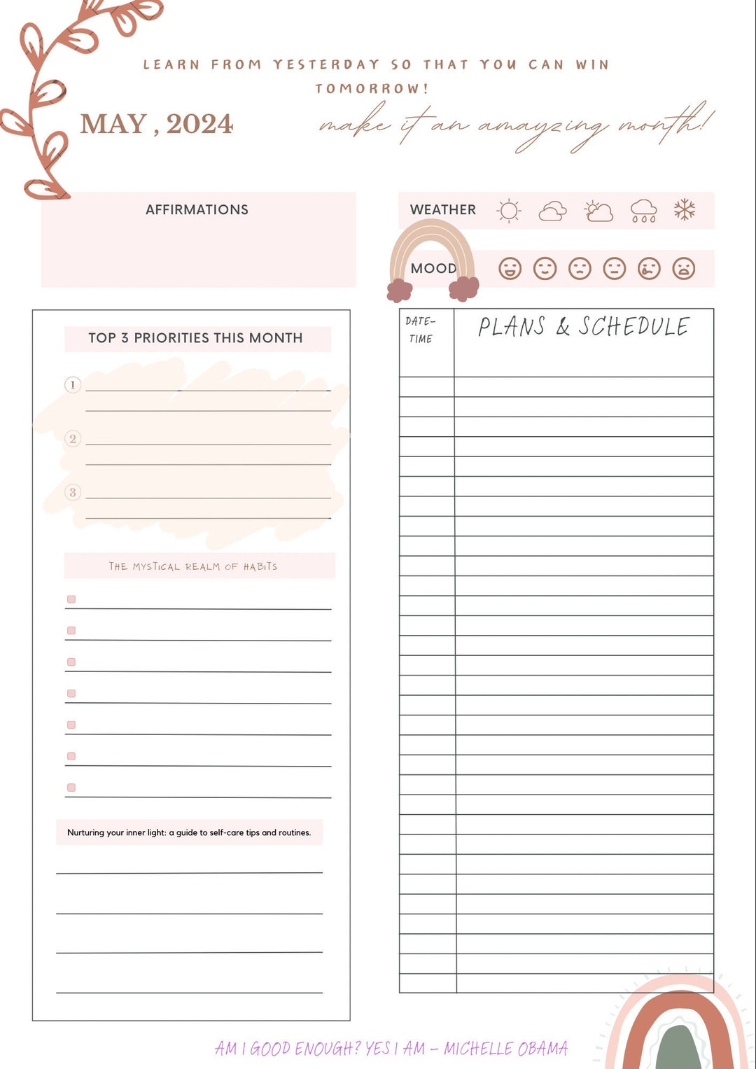 ADHD Anxiety Monthly Planner, May 2024, Financial Tracker, Birthday ...