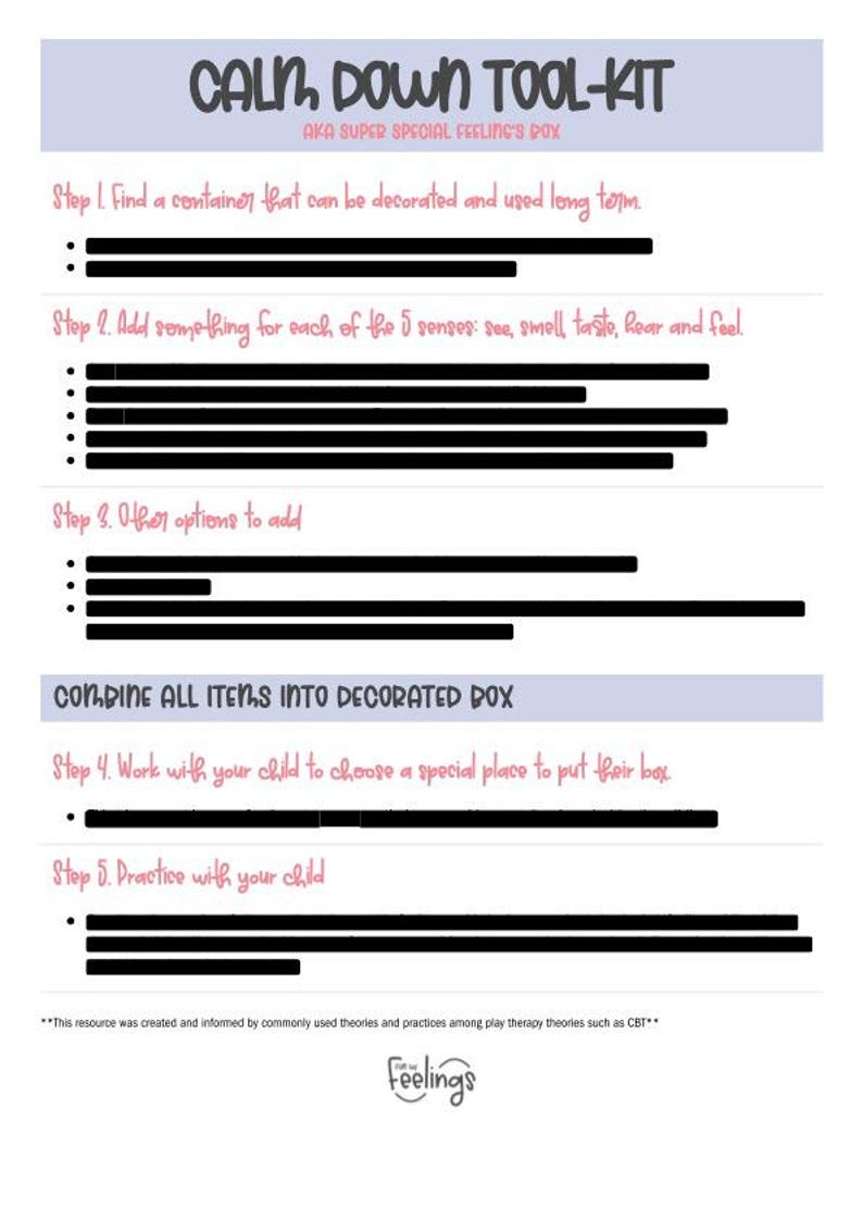 Calm Down Tool Kit Instructions - Etsy