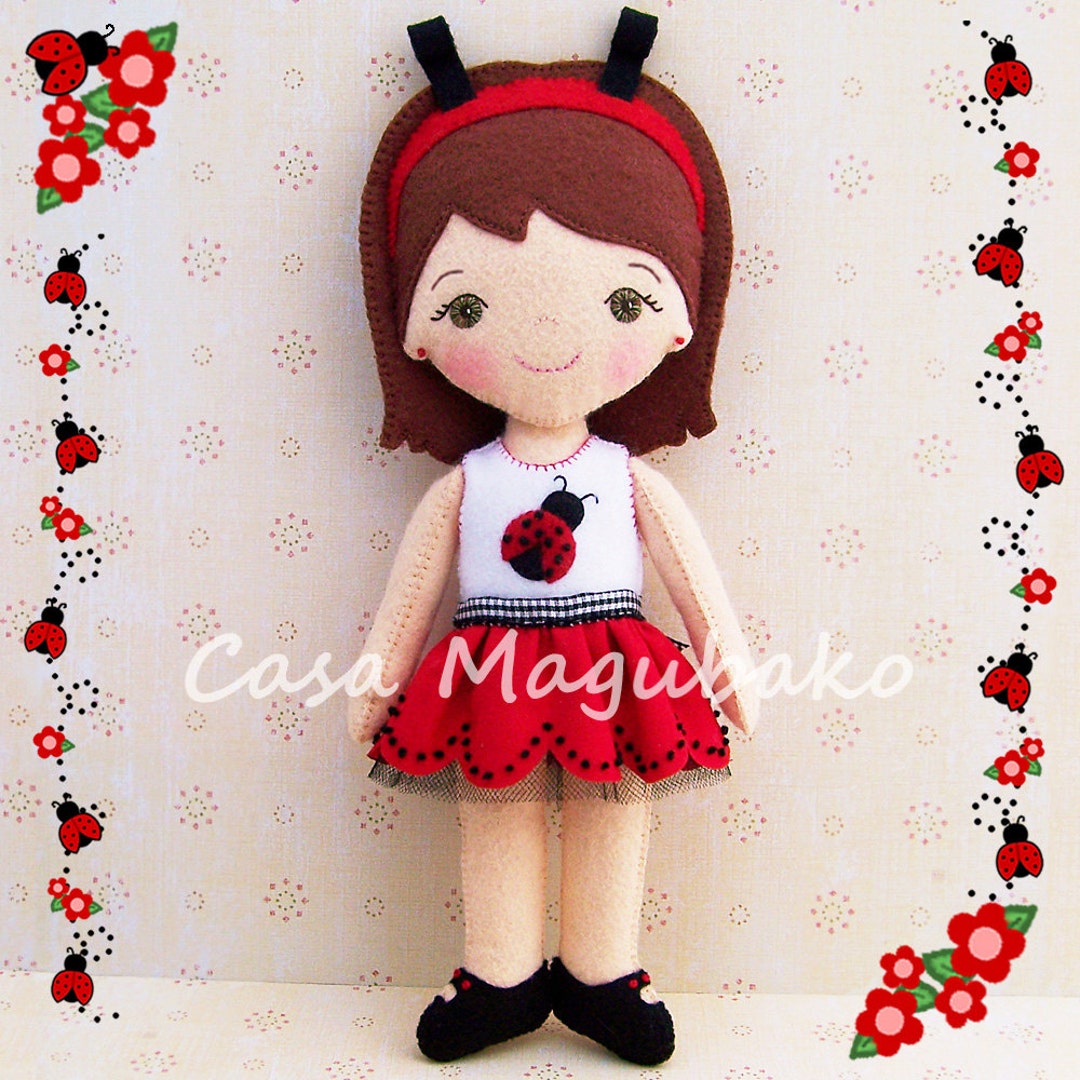PDF Pattern - Ladybug Doll Felt Pattern - Doll Sewing Pattern - Felt ...