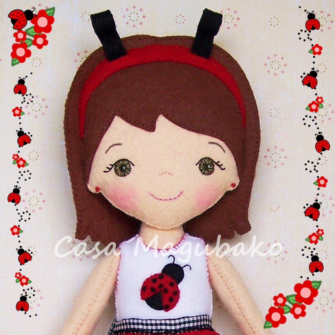 PDF Pattern - Ladybug Doll Felt Pattern - Doll Sewing Pattern - Felt ...