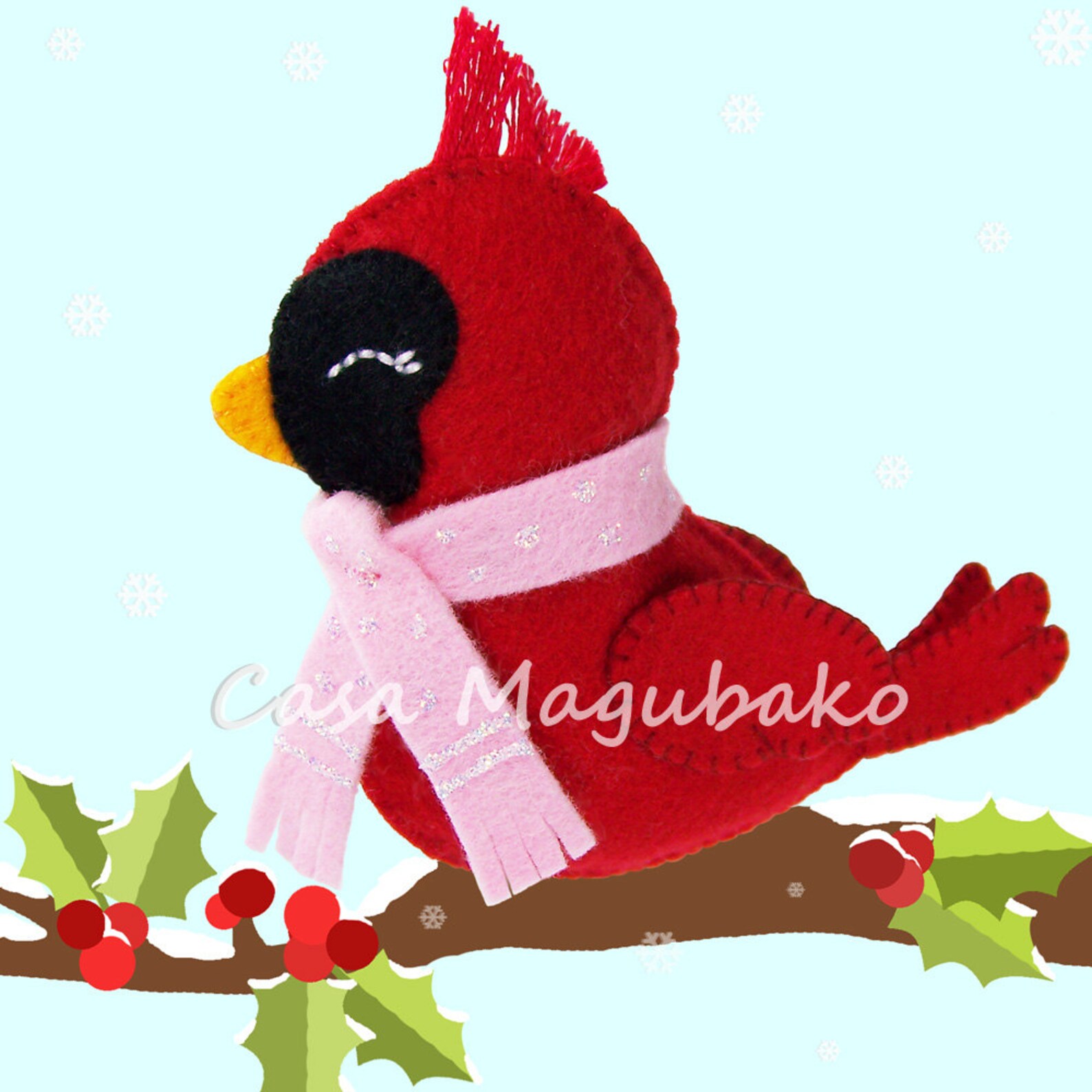 PDF Pattern - Cardinal Bird Felt Pattern - Christmas Decoration ...