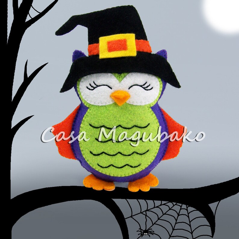 PDF Pattern - Halloween Owl Ornament Felt Pattern - Felt Owl Sewing ...