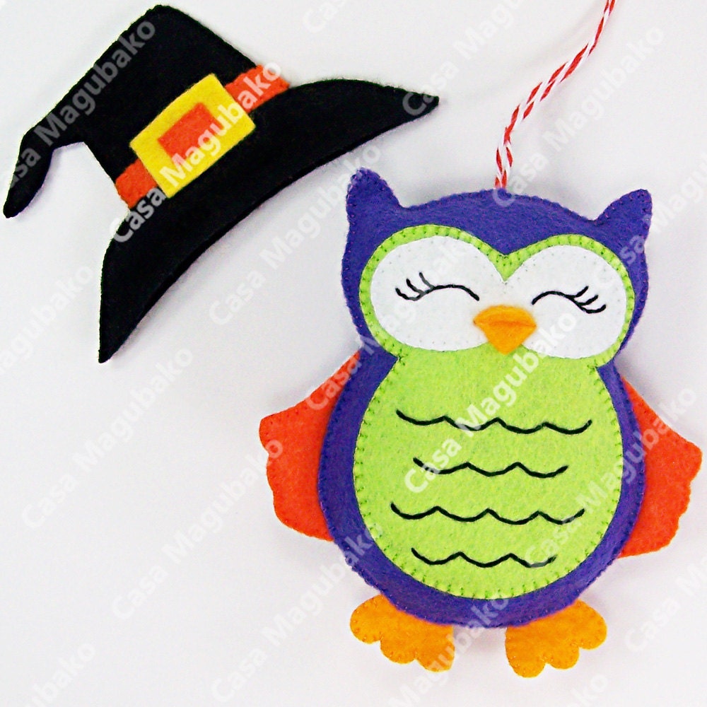 PDF Pattern - Halloween Owl Ornament Felt Pattern - Felt Owl Sewing ...