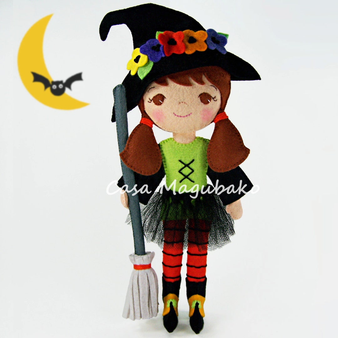 PDF Pattern - Witch Doll Felt Pattern - Halloween Witch Doll Sewing ...