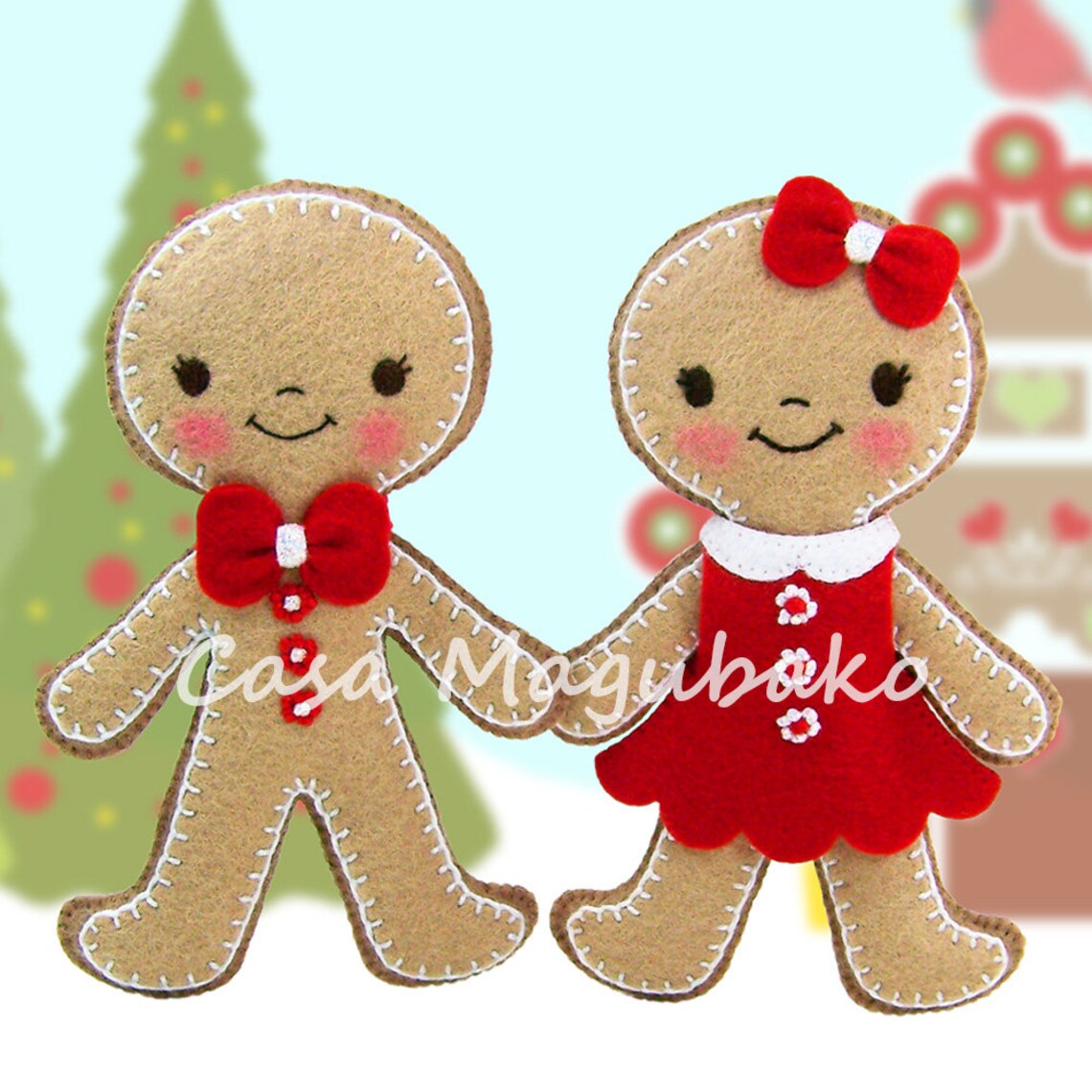 PDF Pattern - Gingerbread Ornament Felt Pattern - Boy & Girl ...