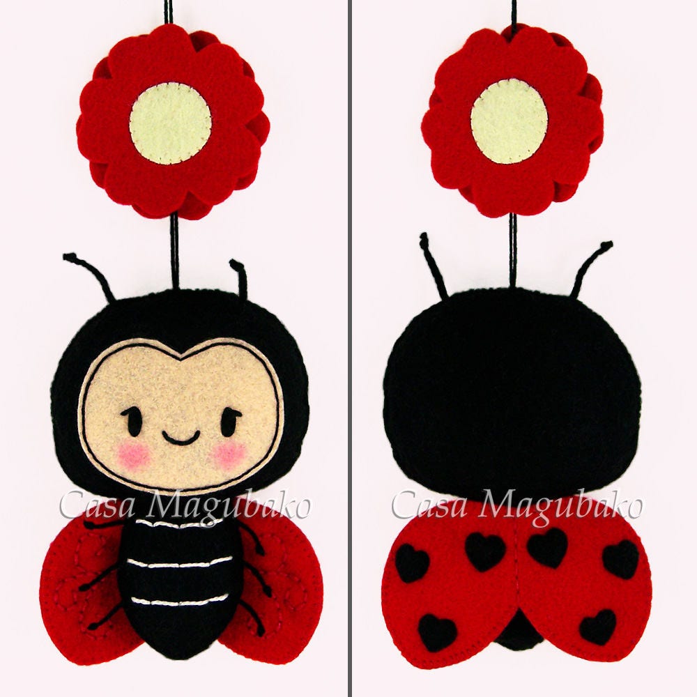 PDF Felt Pattern Ladybug Sewing Pattern Felt Ladybug Felt Flower PDF ...