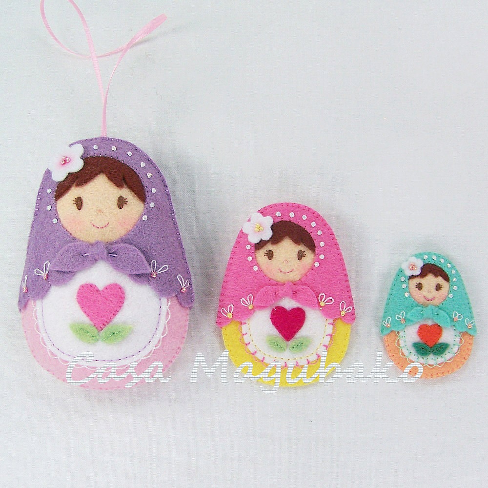 Felt PDF Pattern - Matryoshka Doll Sewing Pattern - Felt Babushka Doll ...