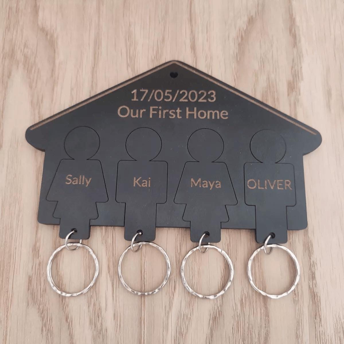 Personalized Wooden First Home Keyring Wall Plaque Custom Keys Holder ...
