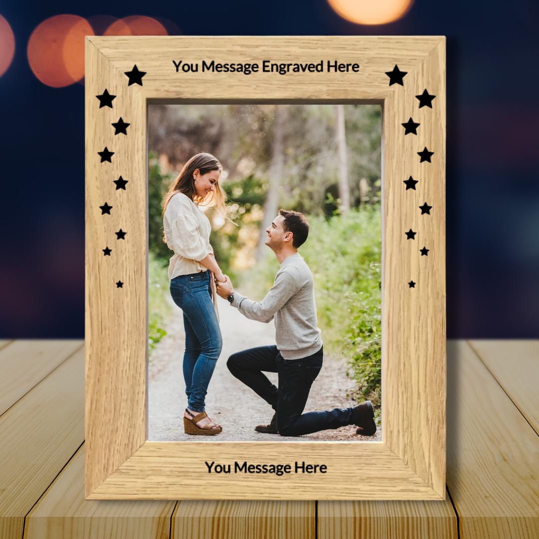 Personalised Engagement Couple Photo Frame Engraved Gift for Christmas ...