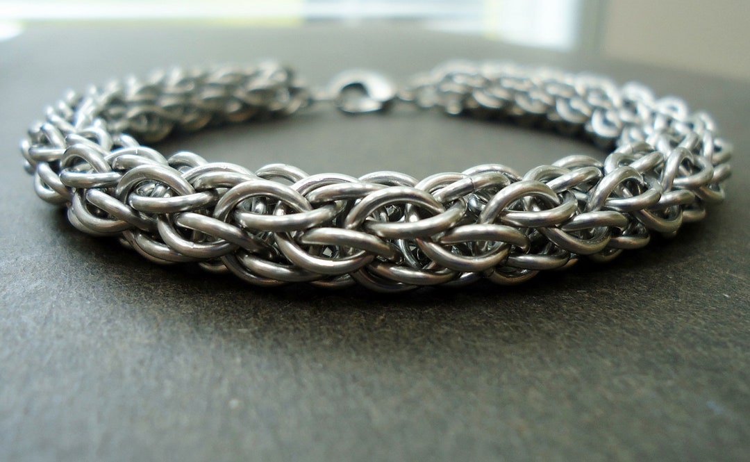 Mens Silver Celtic Chainmaille Bracelet - Etsy