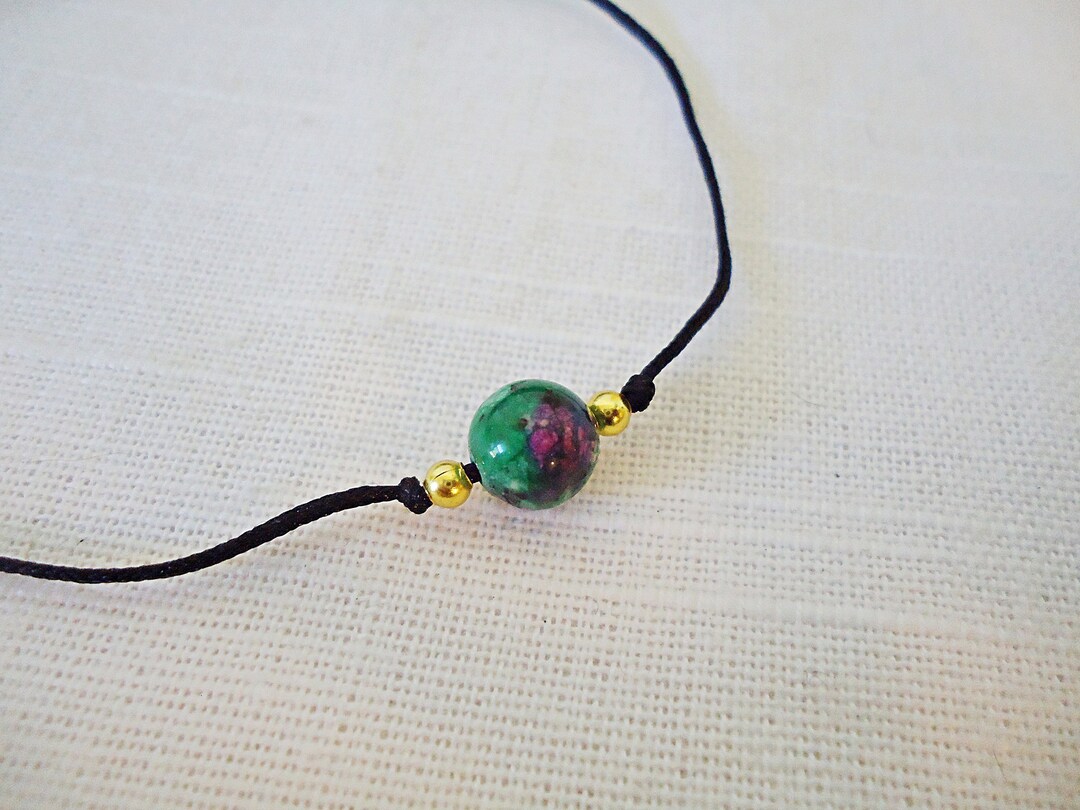 Ruby Zoisite Necklace Natural Stone Black Cord Adjustable - Etsy
