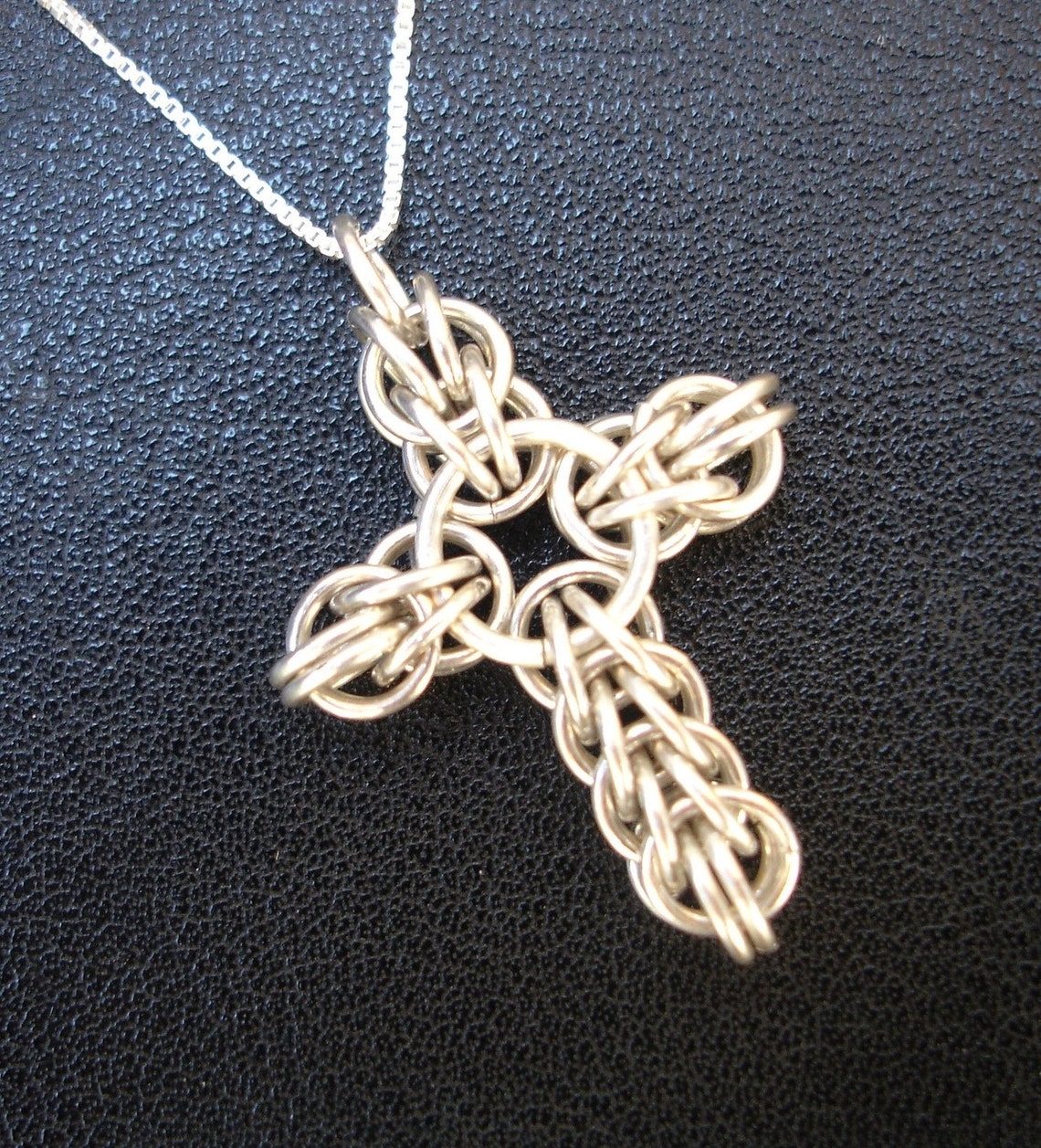 Chainmaille Cross Necklace in Sterling Silver - Etsy