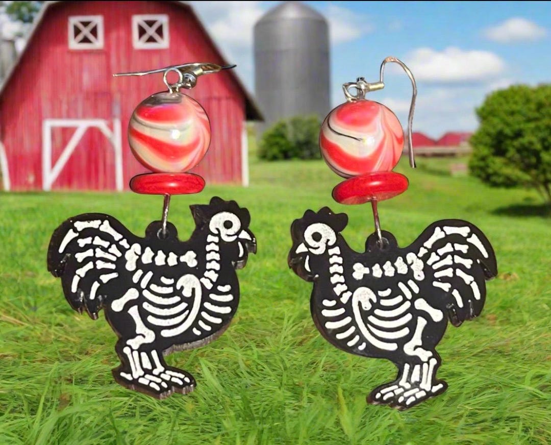 Rooster Skeleton Halloween Ear Art - Etsy
