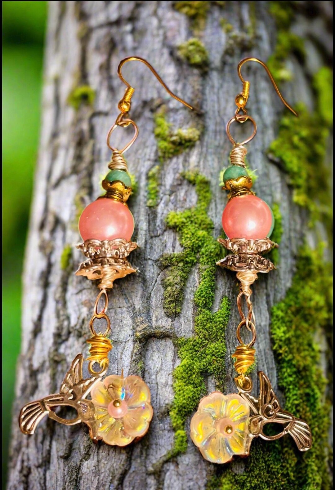 Mixed Metal Hummingbird Floral Ear Art - Etsy