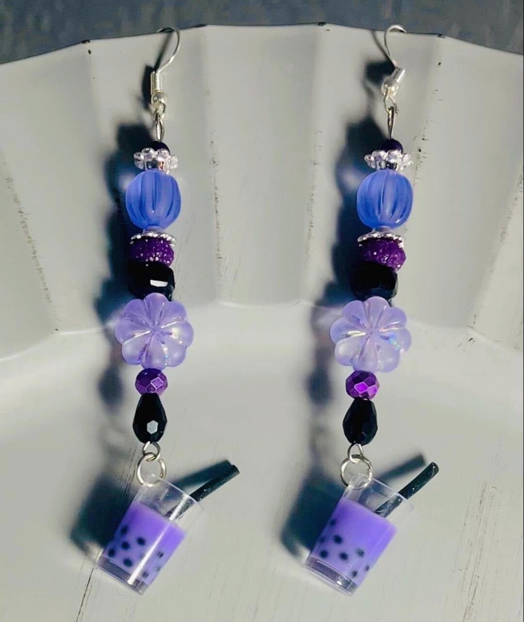 Purplicious Bubble Tea Ear Art Purple Boba Tea Earrings - Etsy