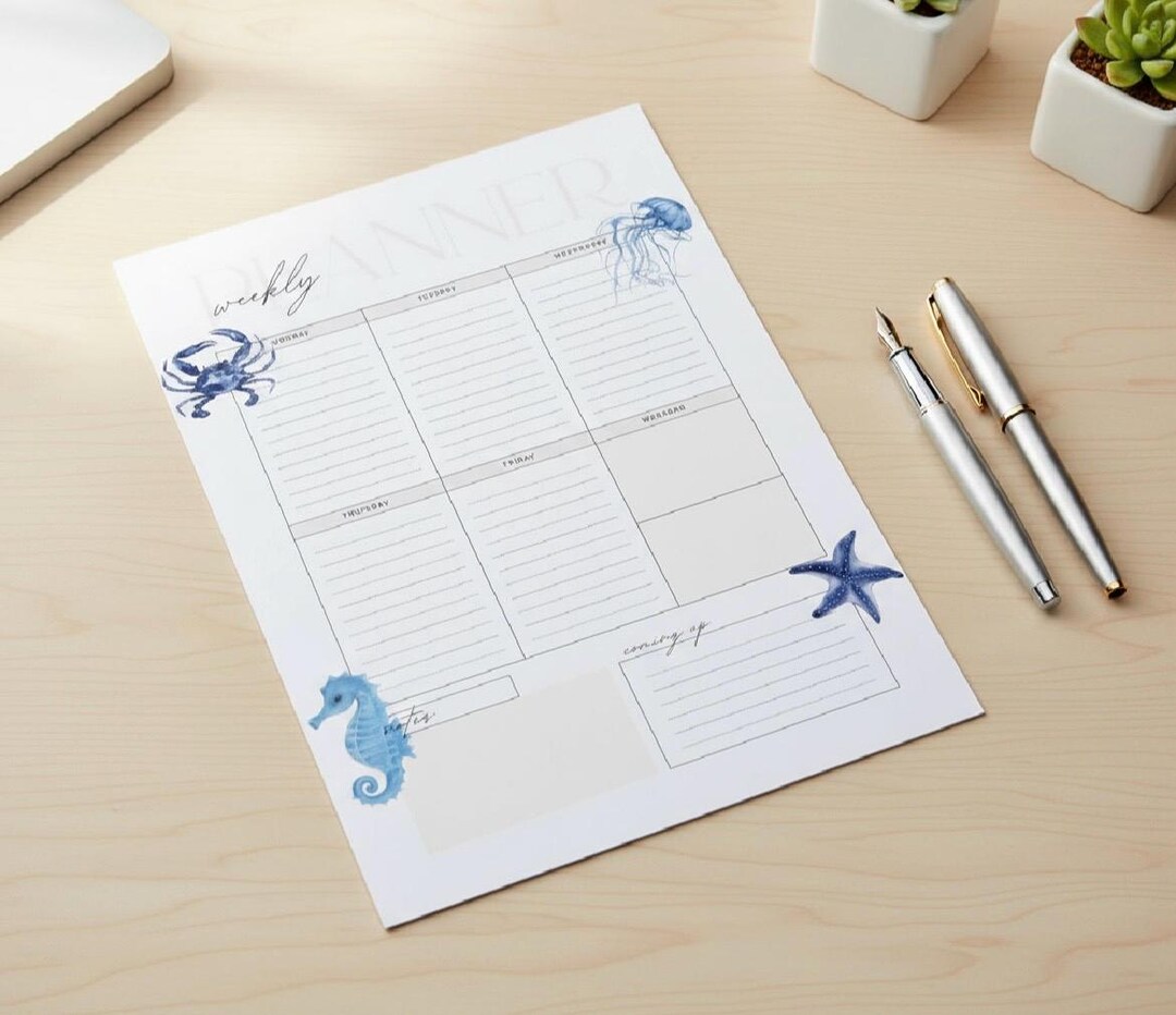 Tropical Beach Weekly Planner Printable: 5-page Bundle (8.5 X 11) - Etsy