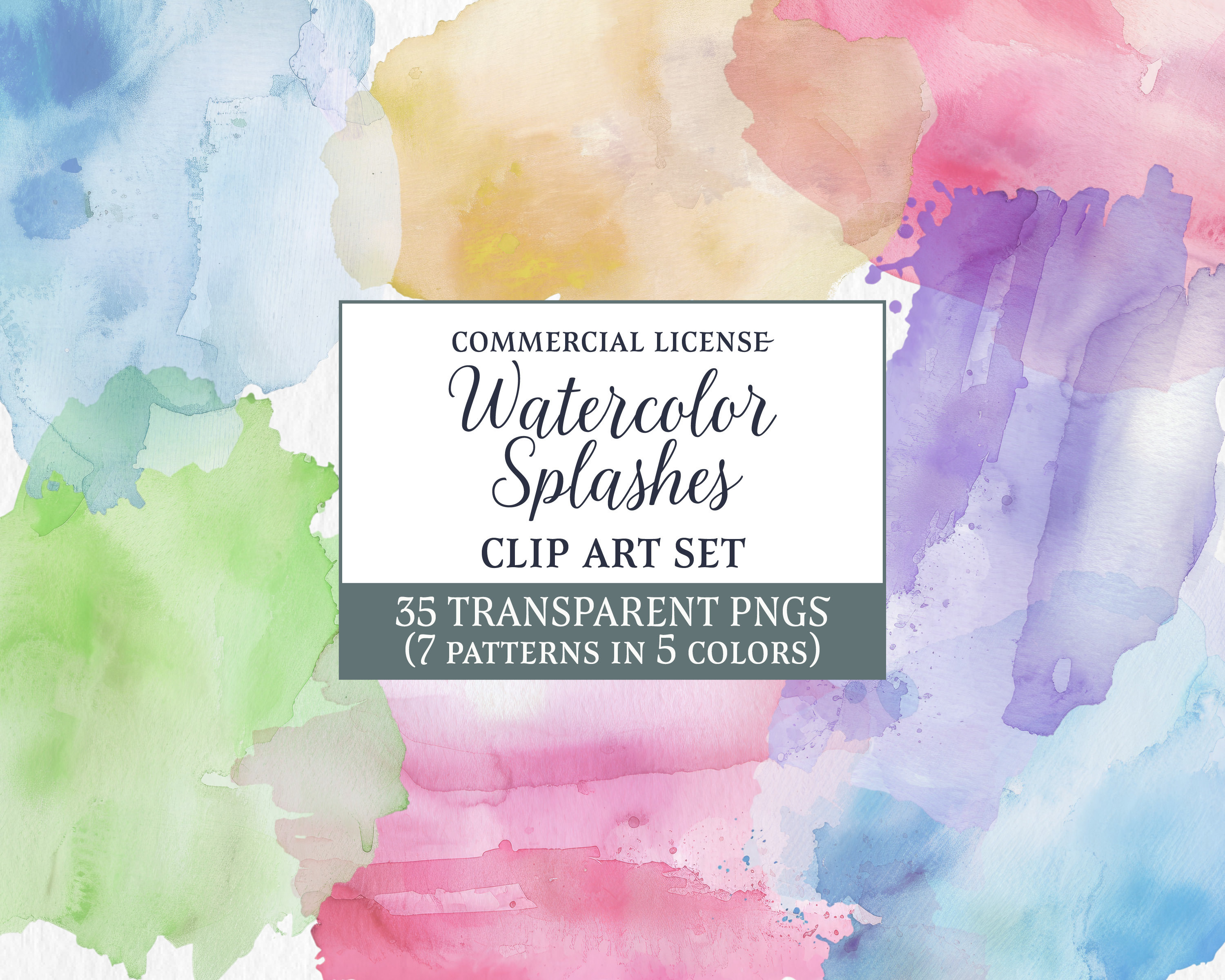 Watercolor Splashes | Watercolor Clipart | Splashes Clipart | Abstract ...