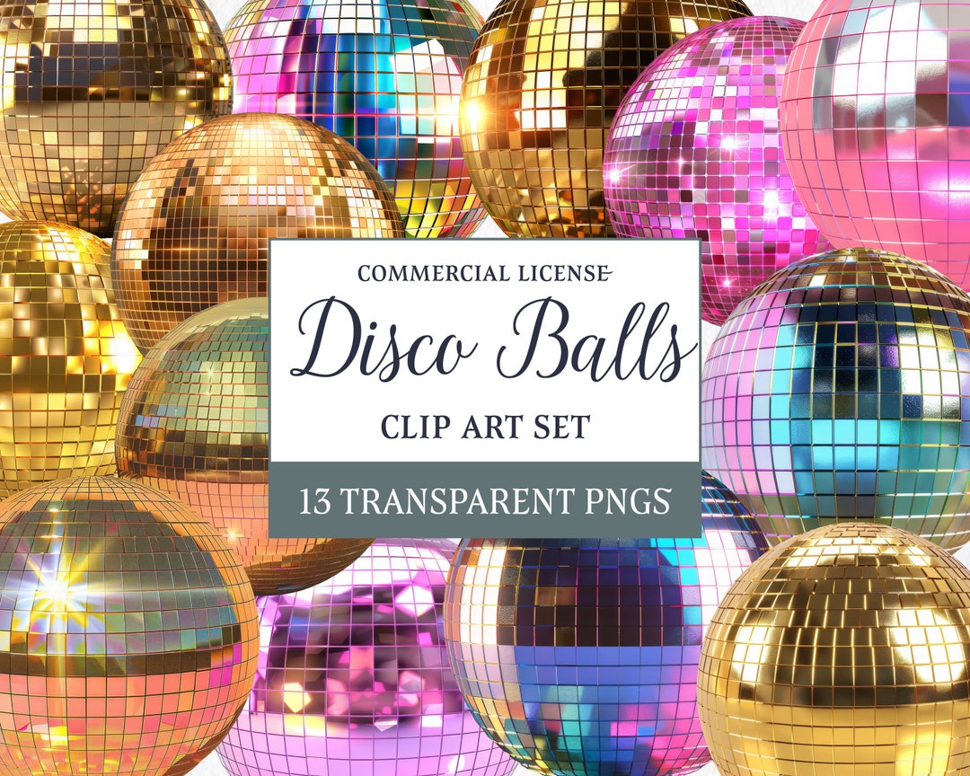 Disco Ball Watercolor Clipart | Transparent Background Pngs Commercial ...