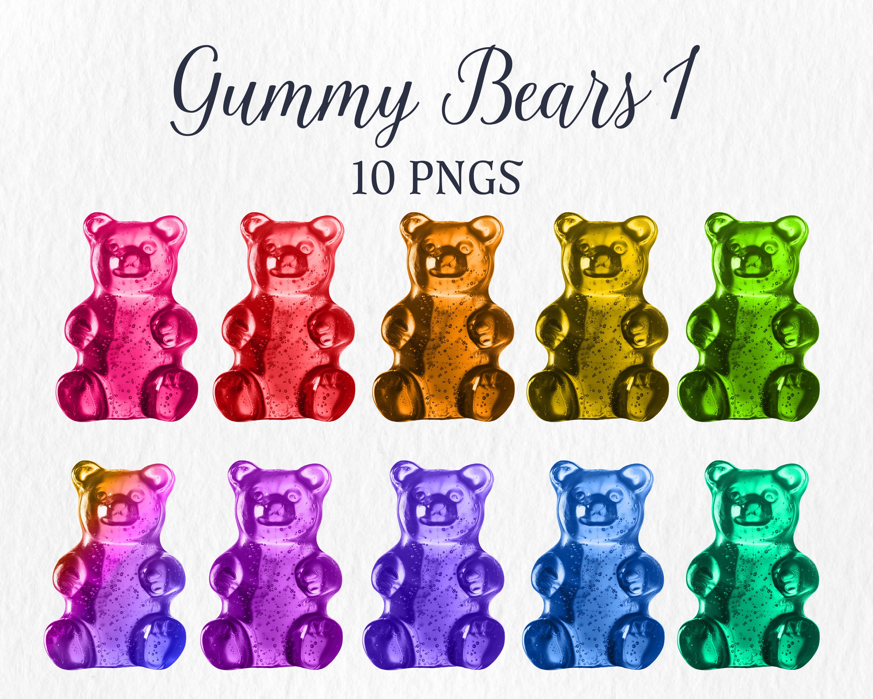 Gummy Bear Clipart | Instant Download | Gummy Bears Png | Rainbow ...