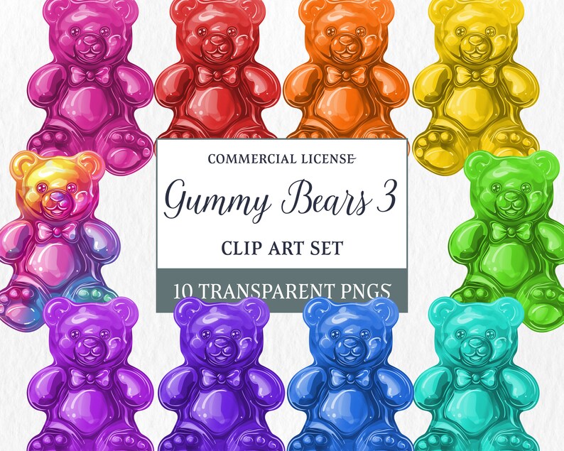 Gummy Bear Clipart | Instant Download | Gummy Bears Png | Rainbow ...