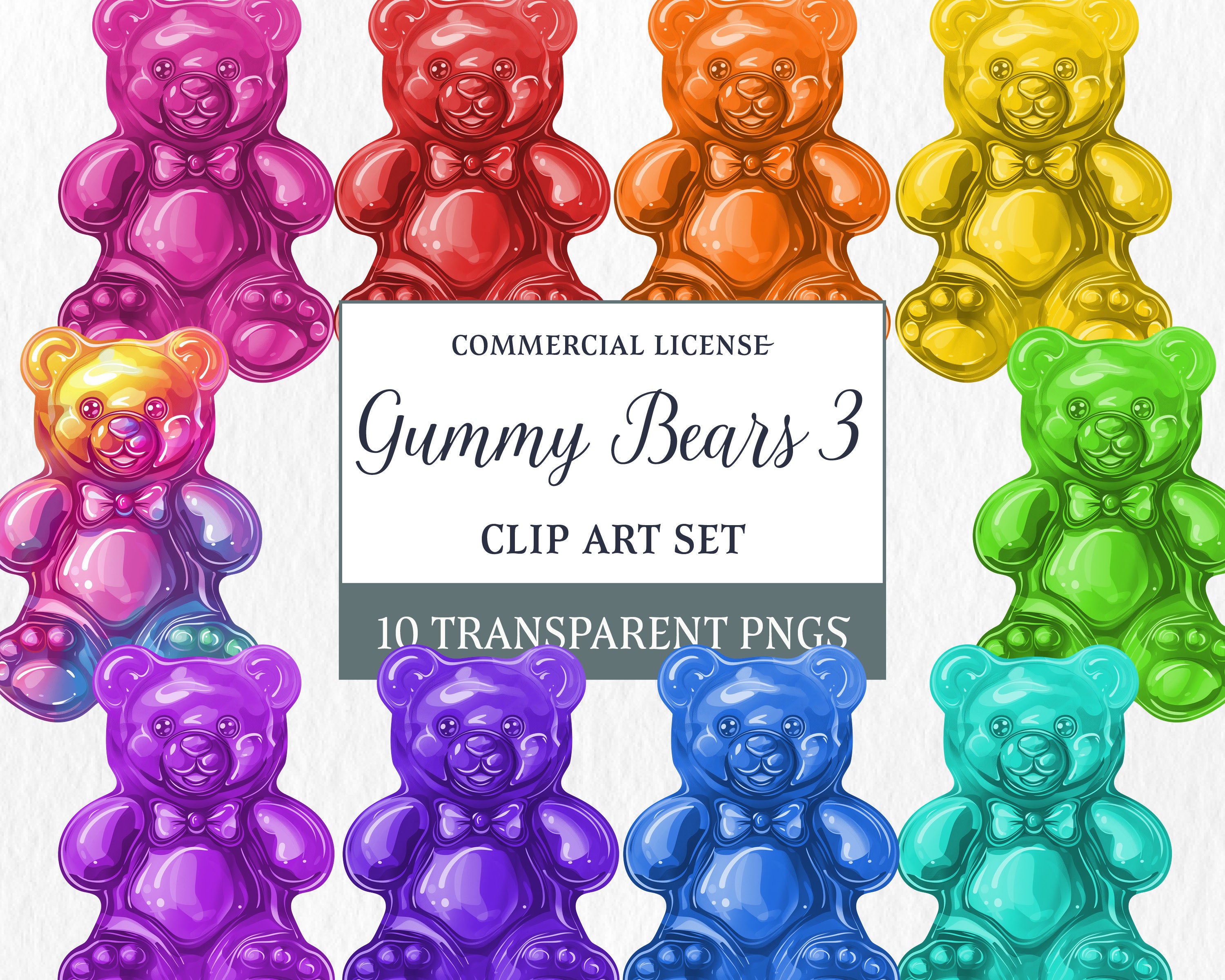 Gummy Bear Clipart Instant Download Gummy Bears Png Rainbow Clipart ...