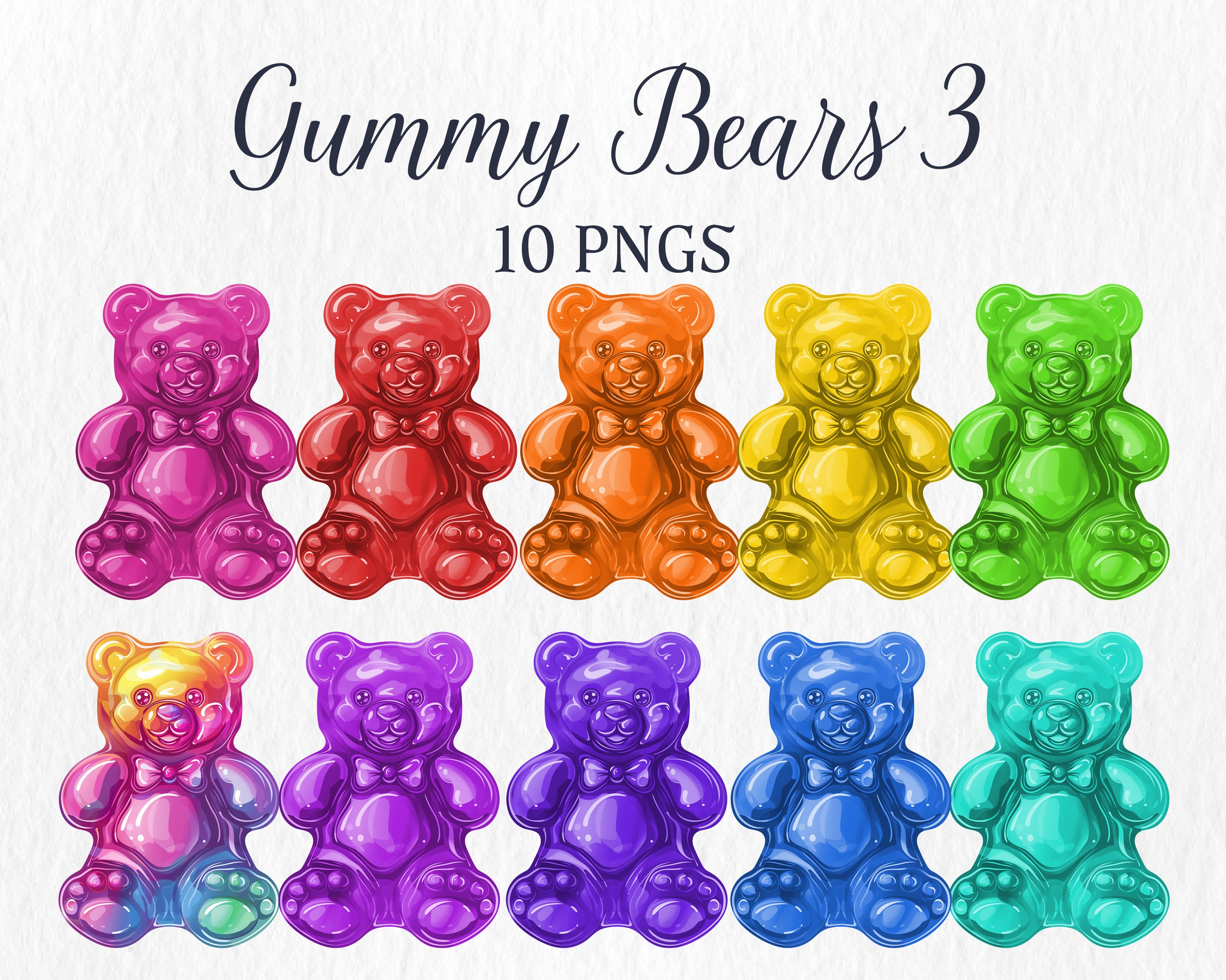 Gummy Bear Clipart Instant Download Gummy Bears Png Rainbow Clipart ...