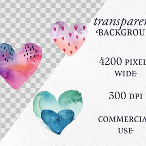 Watercolor Hearts Clipart | Transparent Background Pngs Commercial Use ...