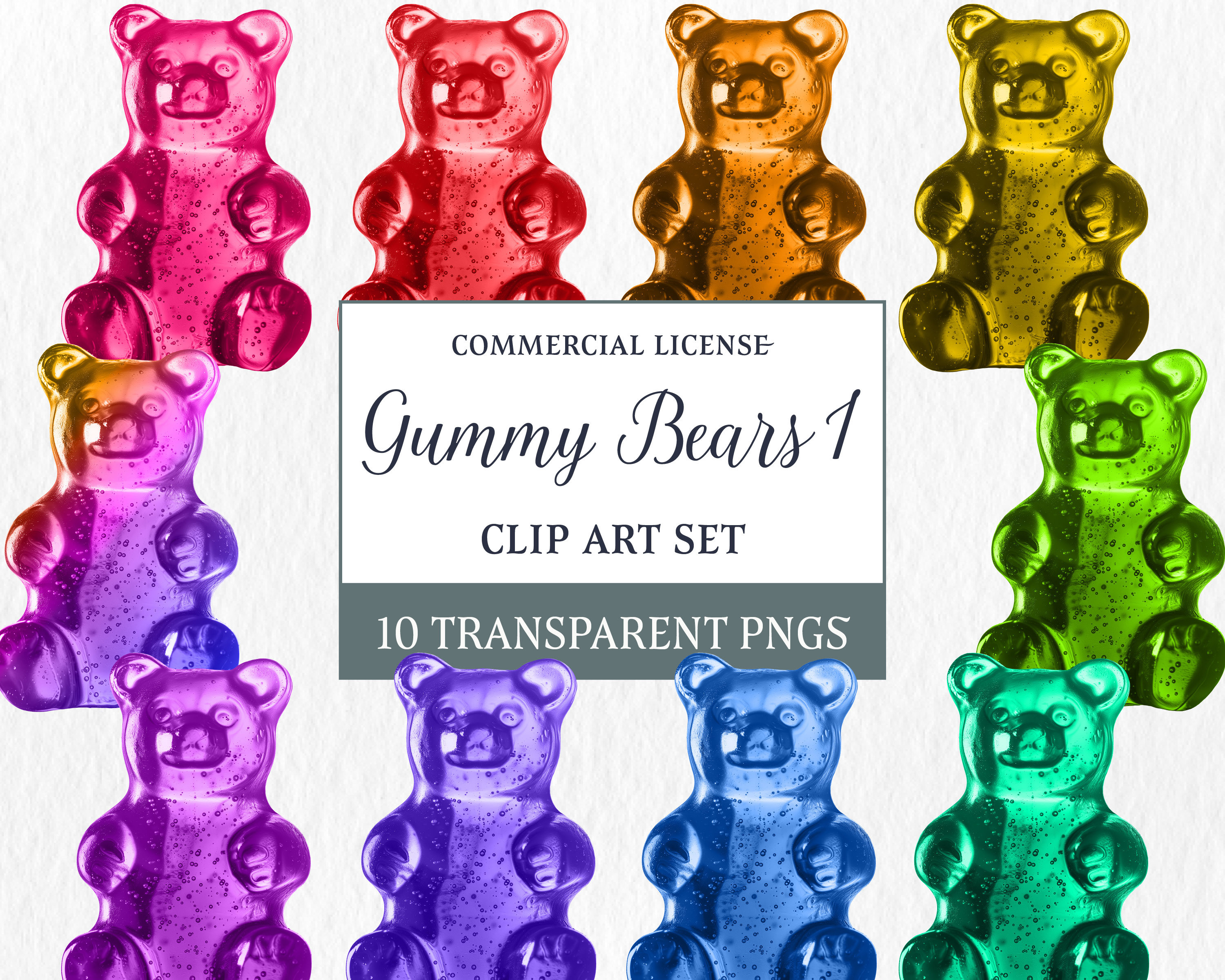Gummy Bear Clipart | Instant Download | Gummy Bears Png | Rainbow ...