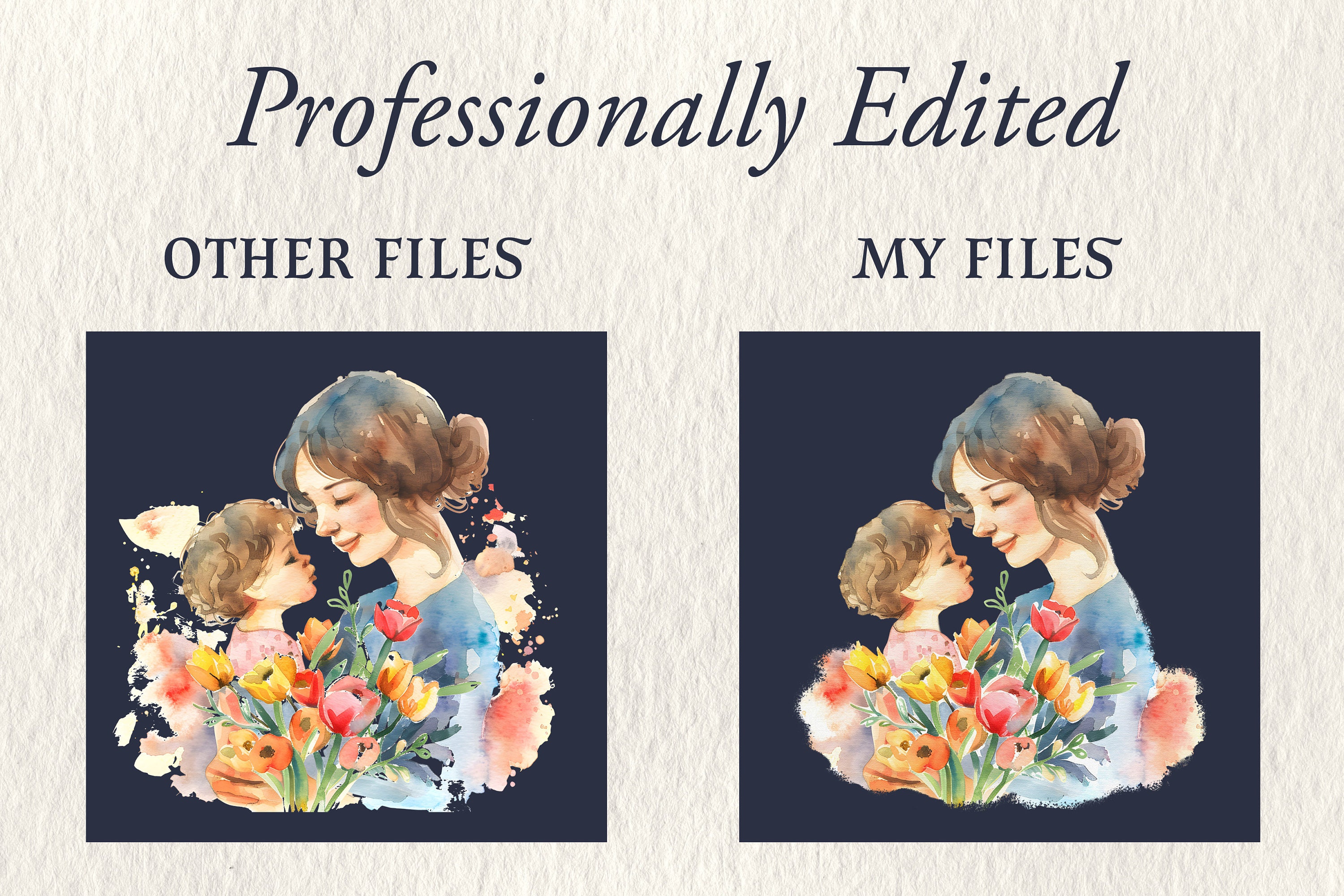 Digital Watercolor Mother's Day Clipart Set - Mom and Child Pngs ...