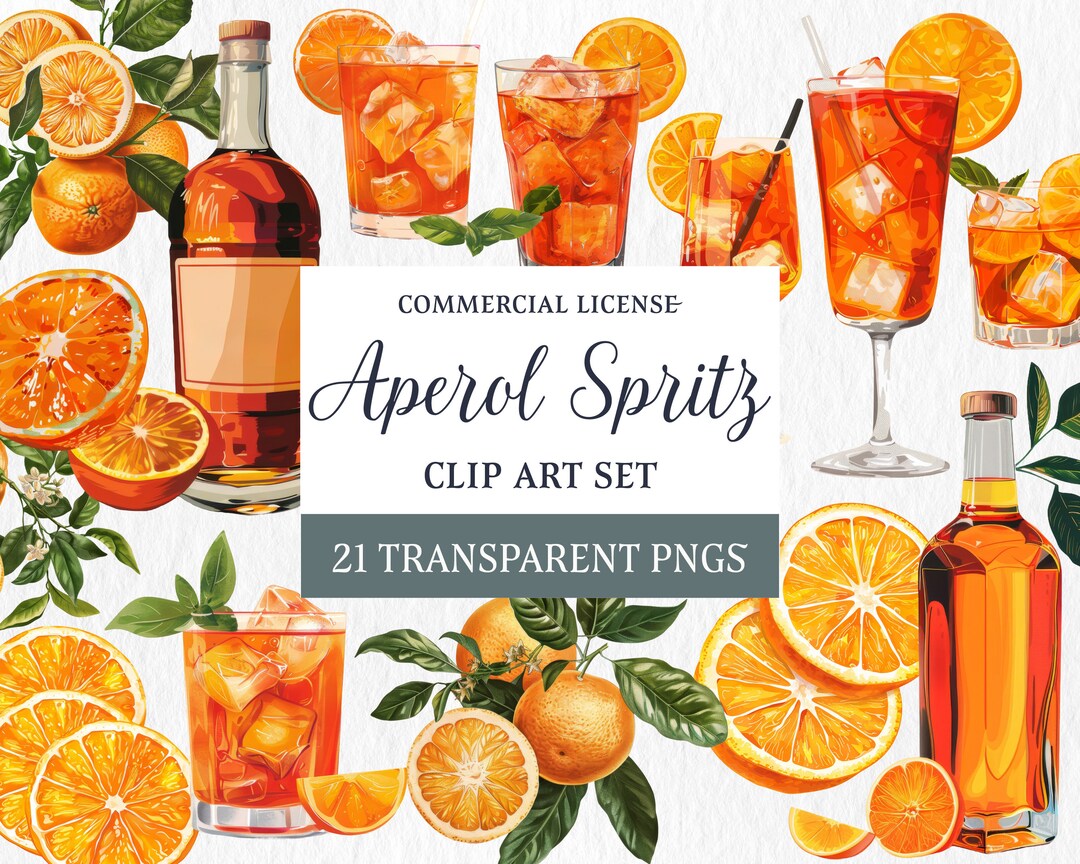Watercolor Aperol Spritz Clipart | Transparent Background Pngs ...
