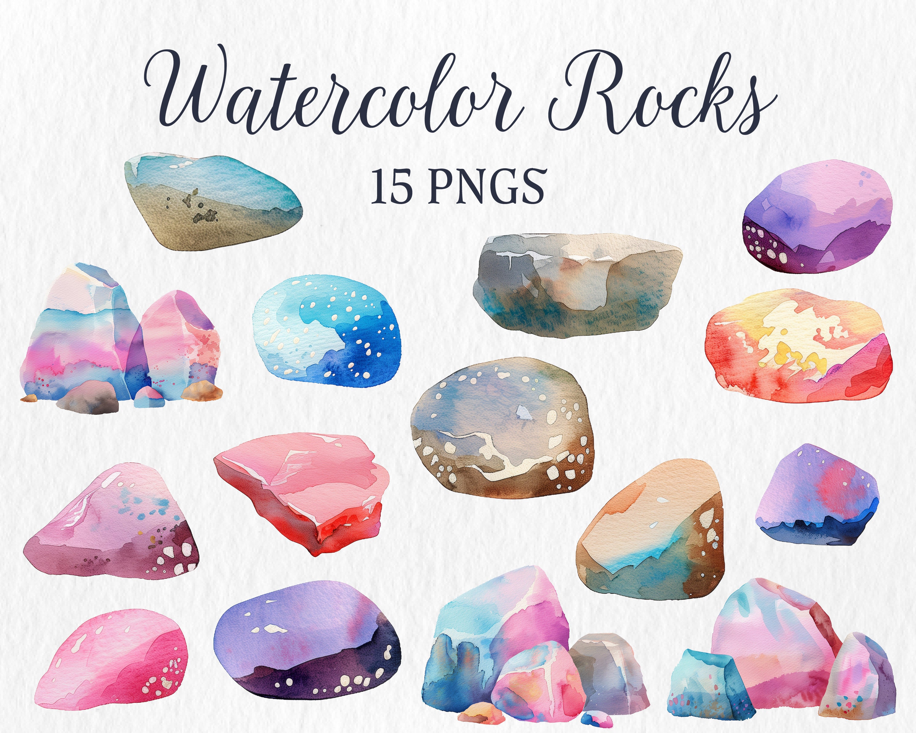 Watercolor Rocks Clipart Transparent Background Pngs Commercial Use ...