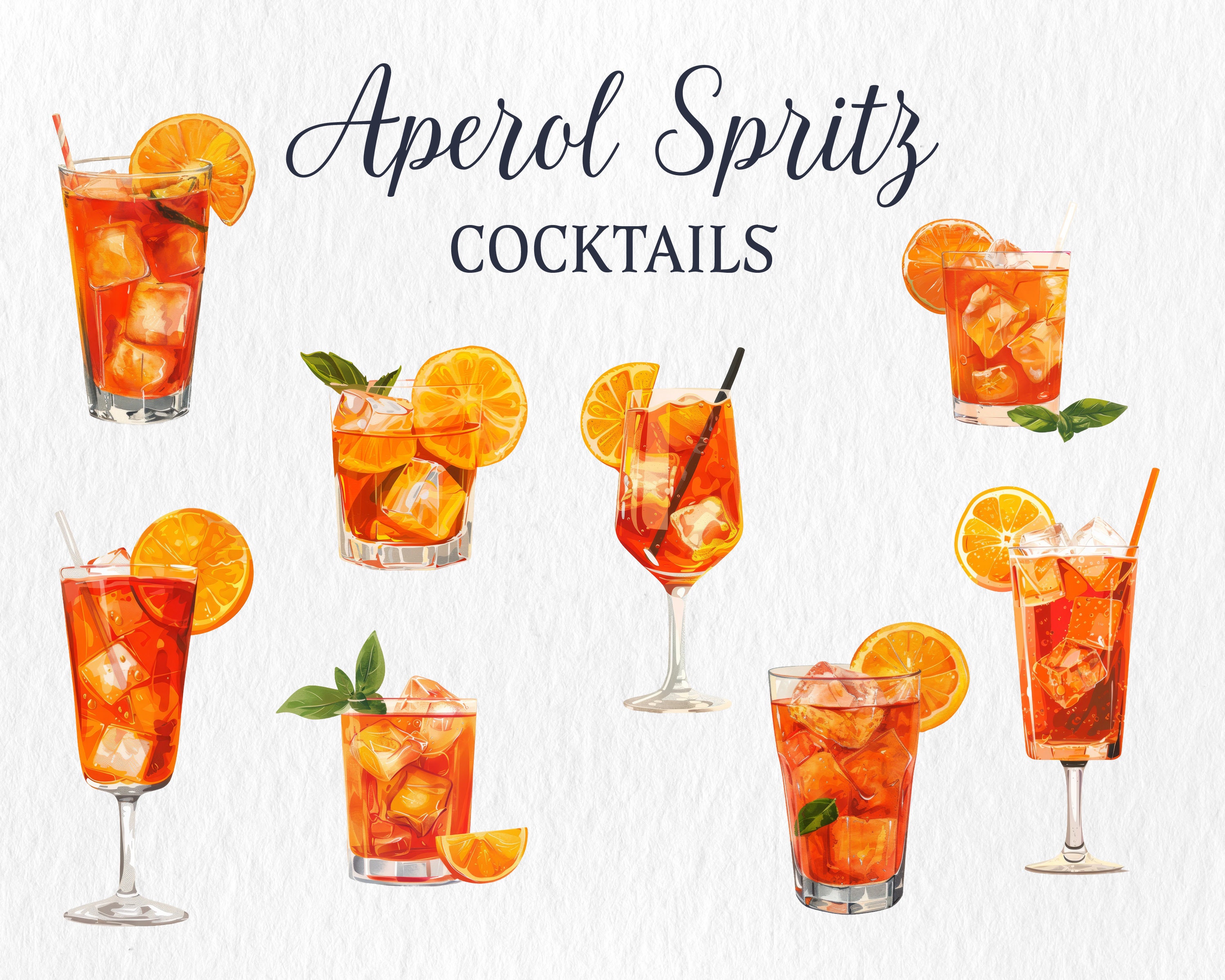 Watercolor Aperol Spritz Clipart | Transparent Background Pngs ...