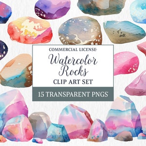 Watercolor Rocks Clipart | Transparent Background Pngs Commercial Use ...