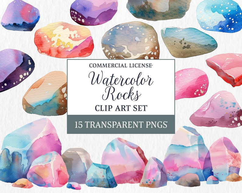 Watercolor Rocks Clipart | Transparent Background Pngs Commercial Use ...