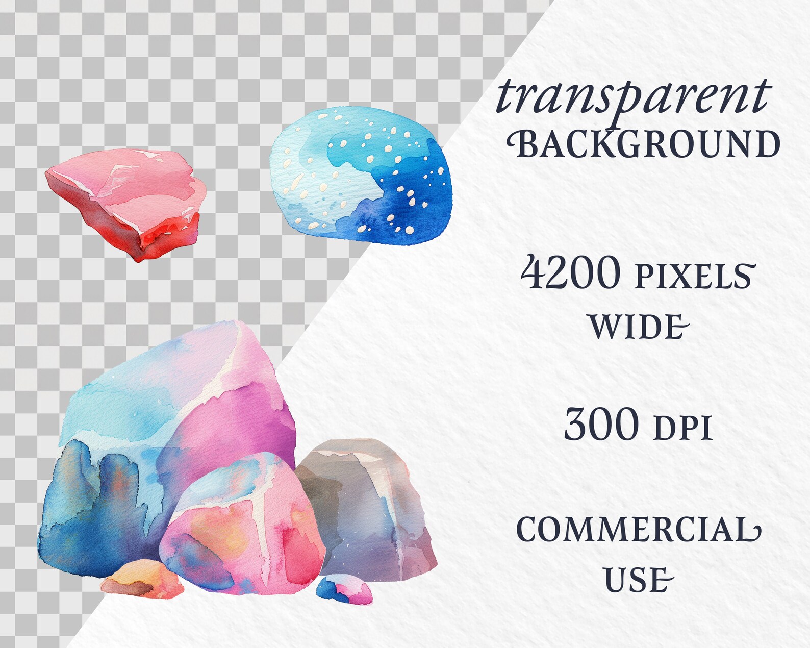 Watercolor Rocks Clipart | Transparent Background Pngs Commercial Use ...