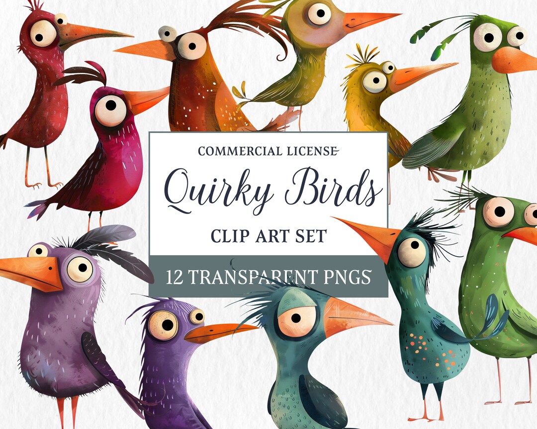 Quirky Birds Clipart | Digital Print Scrapbooking | Digital Artist ...