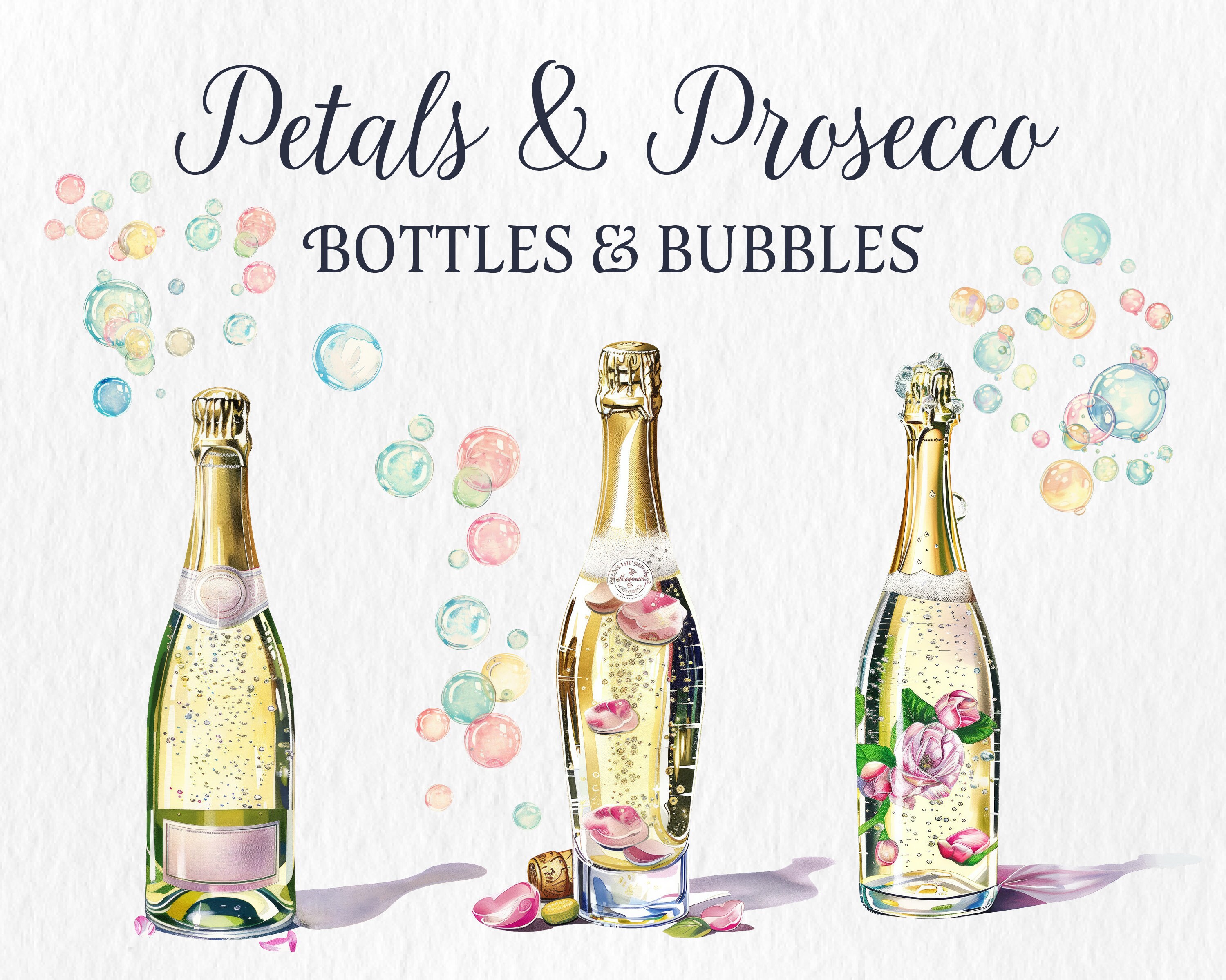 Petals and Prosecco Clip Art | Wedding Invitation Shower Aperitif ...