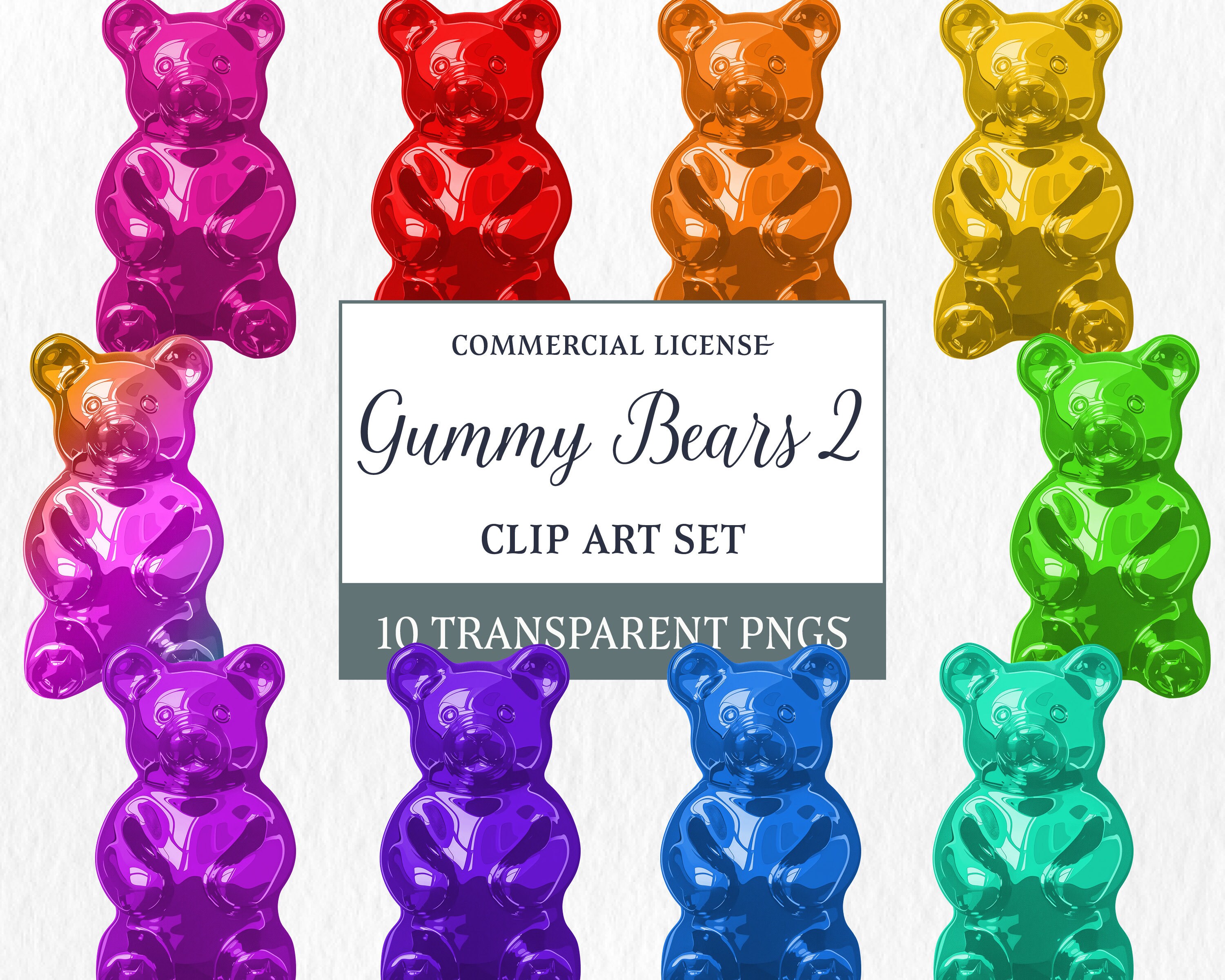 Gummy Bear Clipart Instant Download Gummy Bears Png Rainbow Clipart ...
