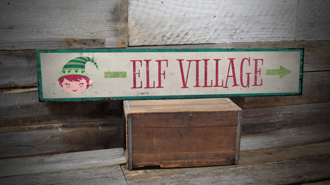 Elf Village Sign, Elf Village Decor, Christmas Elf Sign, Directional ...