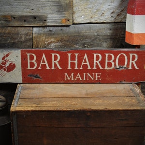 Custom Bar Harbor Maine Wood Lobster Sign - Rustic Hand Made Wooden ...