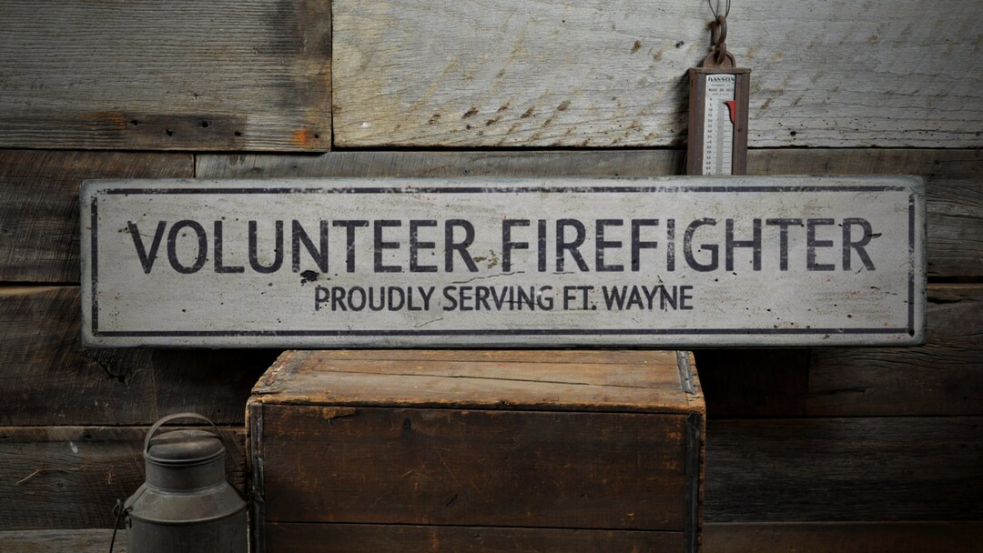 Volunteer Firefighter Wood Sign, Custom Proudly Serving City Name Decor ...
