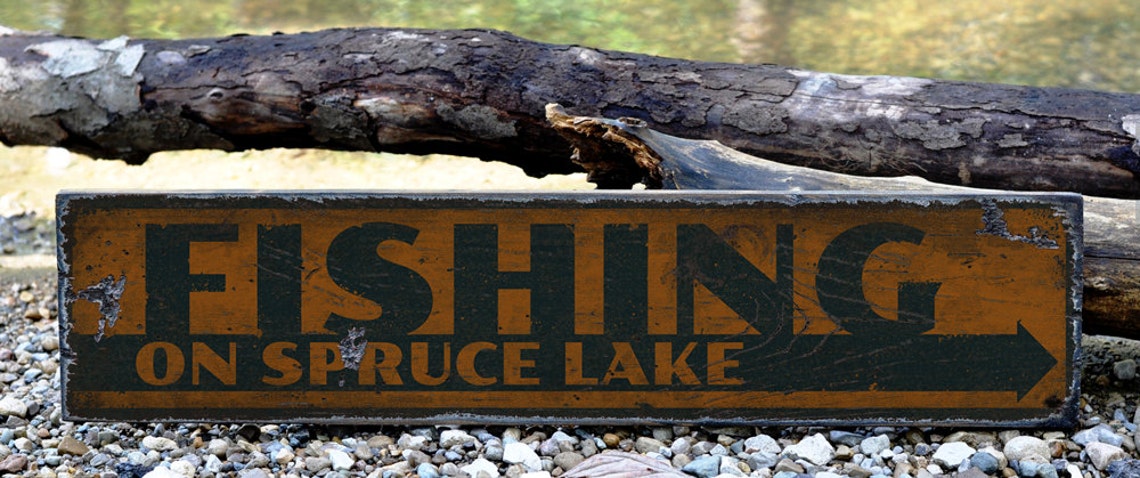 Custom Lake House Fishing Arrow Sign Fishing Decorations and | Etsy