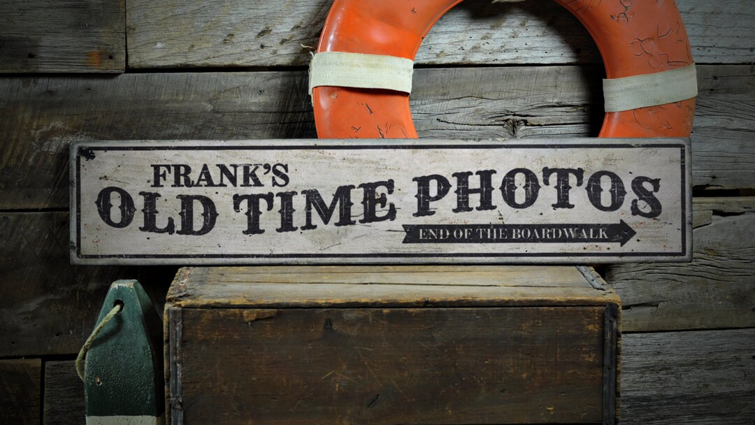 Old Time Photos Wood Sign, Custom Photographer Name Sign, Distressed ...