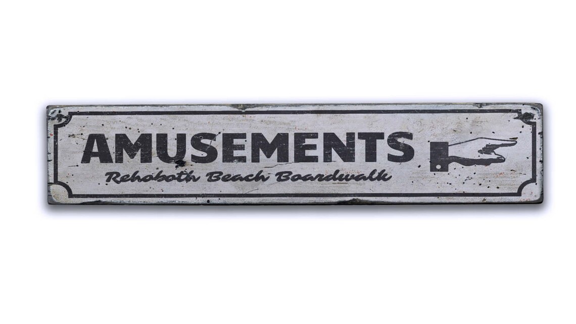 Amusements Sign Custom Wood Sign Beach Rides Decor Pointing - Etsy