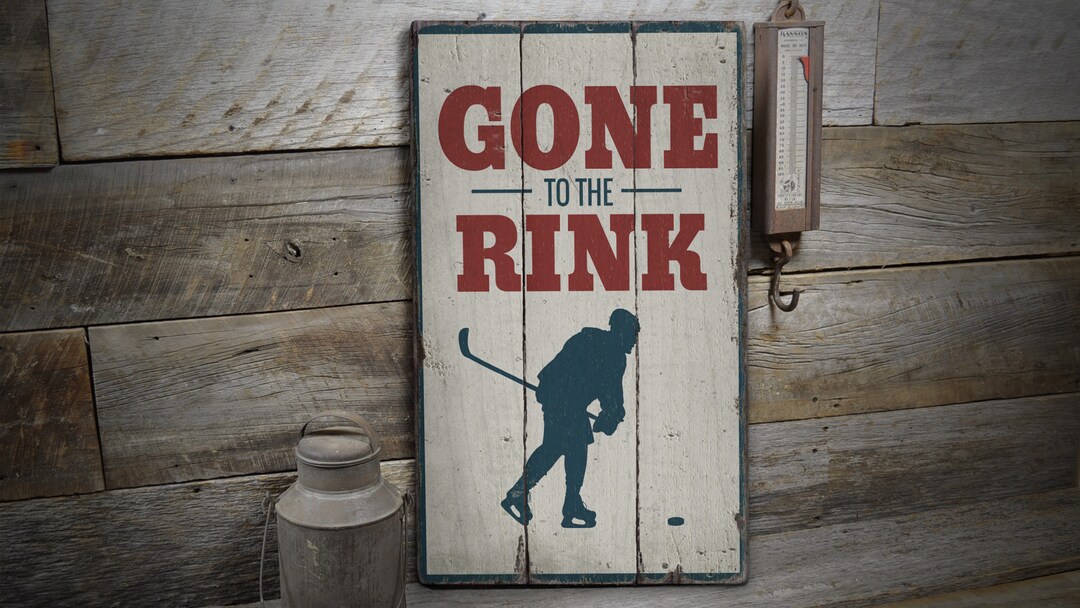 Gone to the Rink Sign, Fan Hockey Sign, Hockey Player Sign, Wood Hockey ...