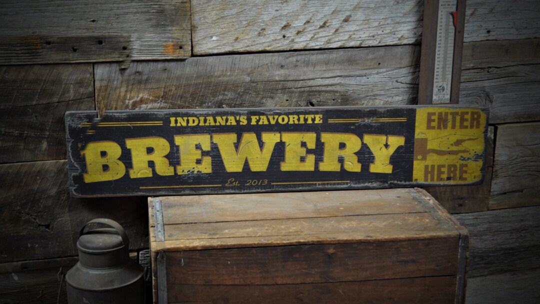 Custom Brewery Est. Date Sign - Rustic Hand Made Vintage Wooden Sign ...