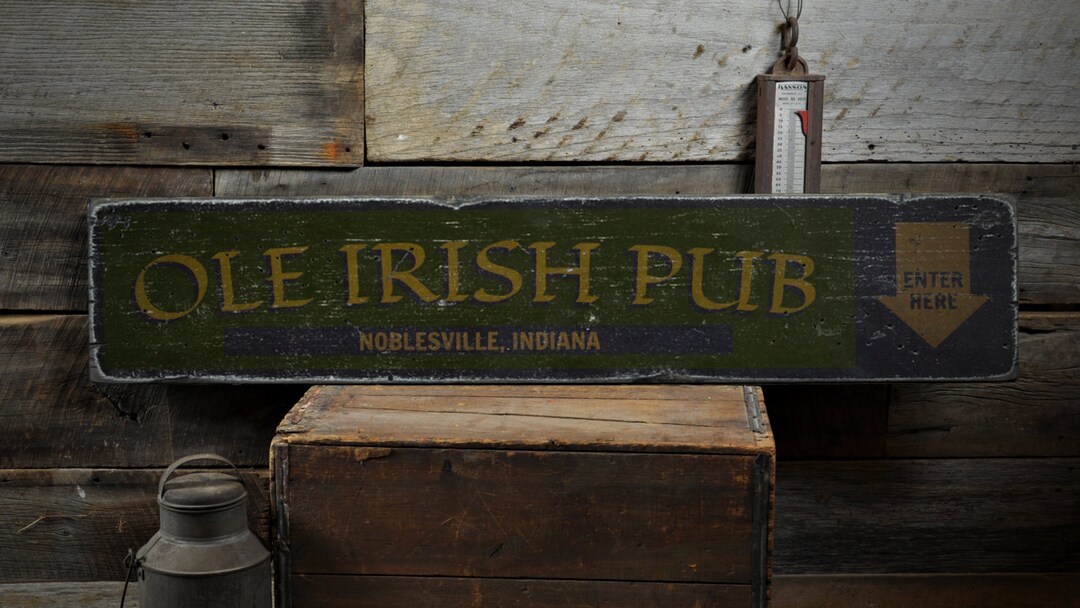 Ole Irish Pub Wood Sign, Personalized Bar Location City State Name ...