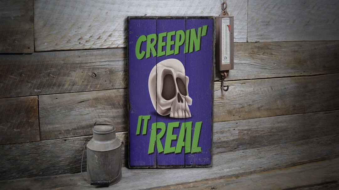 Creepin It Real, Skull Scare Sign, Halloween Decor Wall, Creep Skull ...