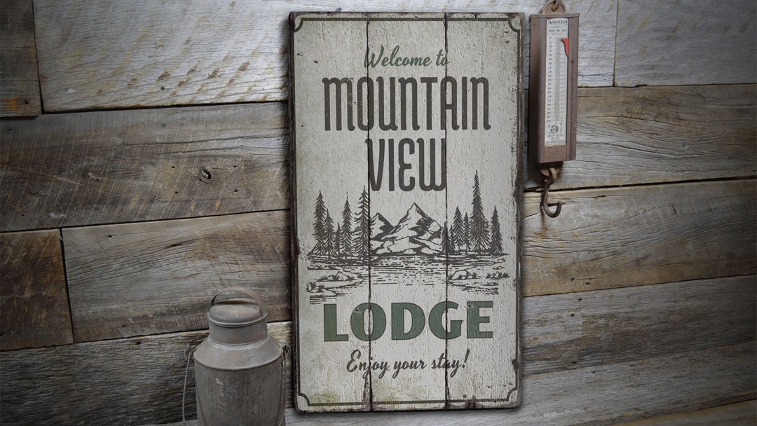 Mountain View Sign, Mountain Lodge, Hunters Lodge Sign, Camping Decor ...