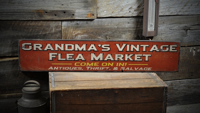 Personalized Flea Market Sign - Primitive Rustic Hand Made Vintage ...